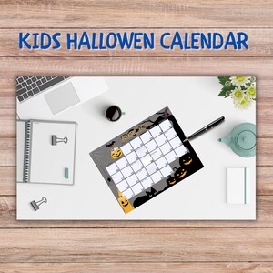 Calendario de Halloween para niños editable de octubre de 2024 ...