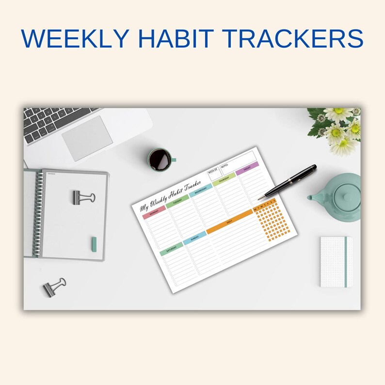 Weekly Habit Tracker Template | Printable Editable | A4/letter Sizes ...