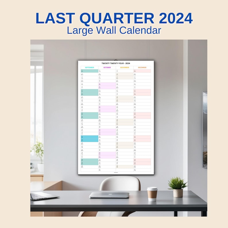 2024 Rainbow Year Planner Minimalist Wall Calendar PDF Colorful Yearly ...