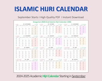HIJRI CALENDAR 1446 PDF Poster Download Print A4 Format 2024 2025 - Etsy UK