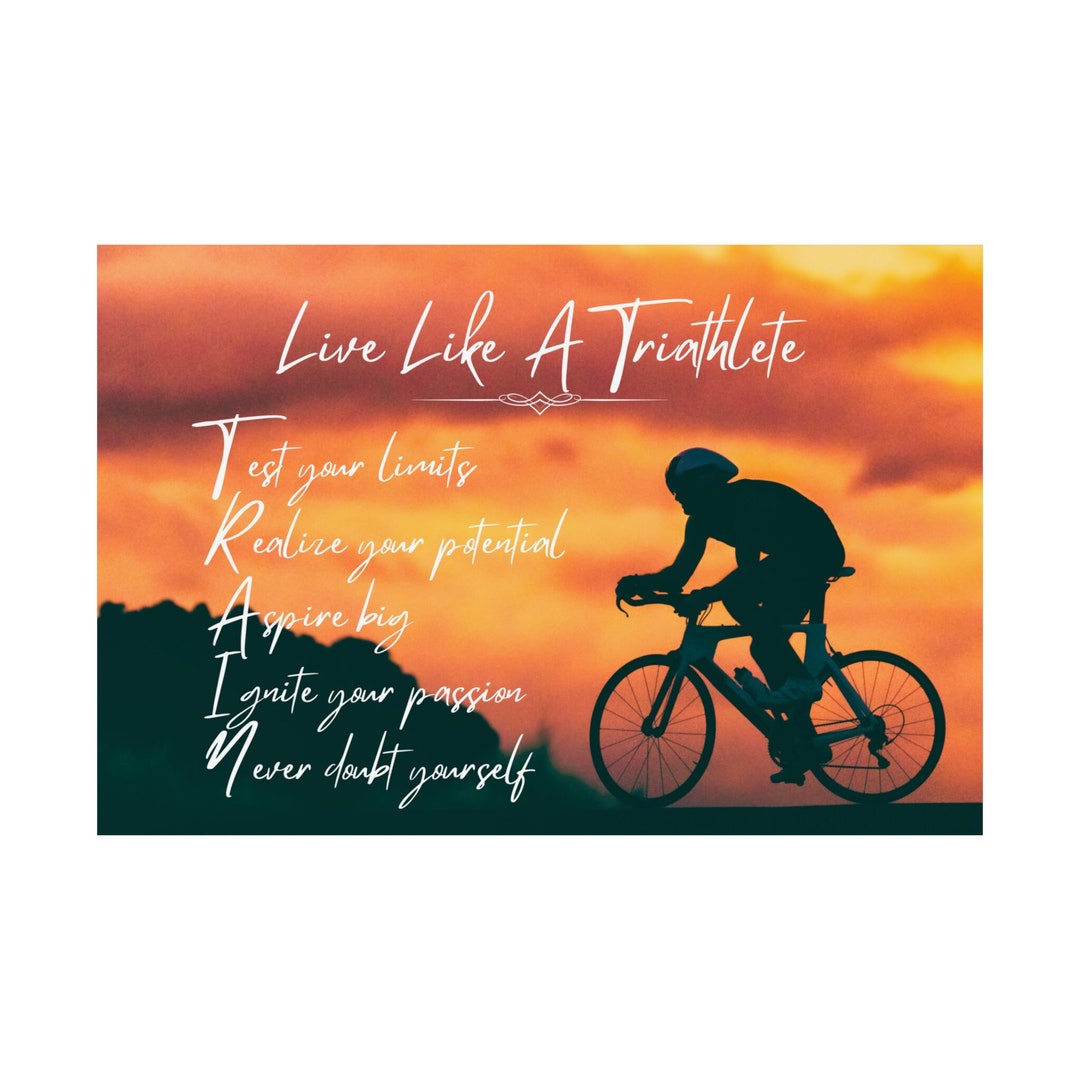 Live Like A Triathlete Poster, Inspirational Wall Decor Gift for ...