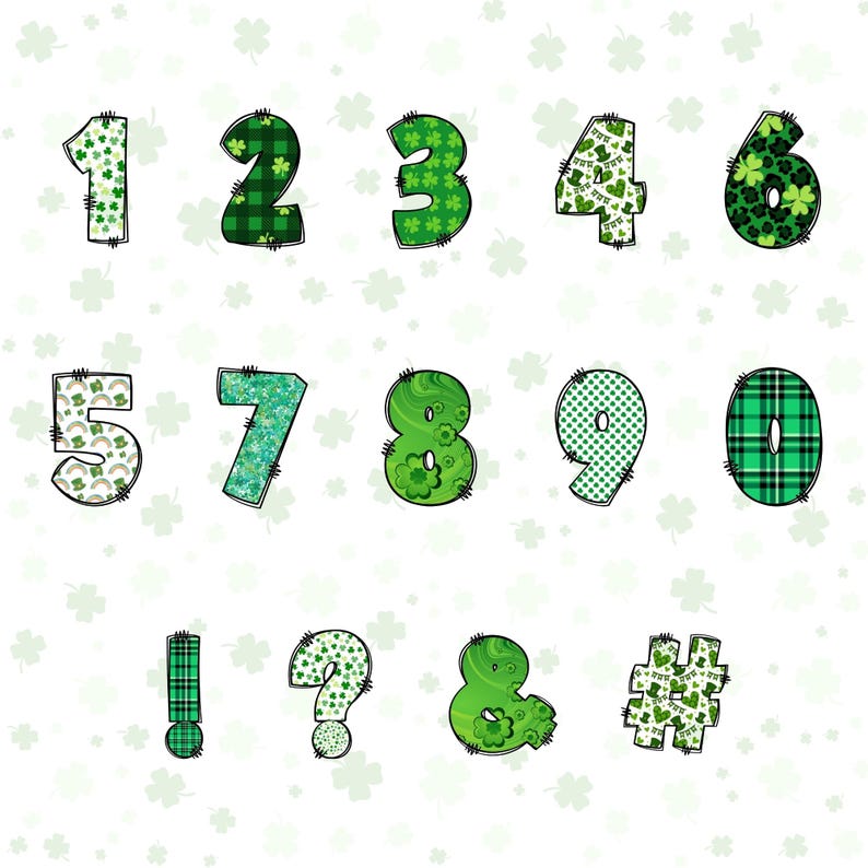St-patrick's Day Doodle Alphabet Clipart: Shamrock Letters (PNG Digital ...