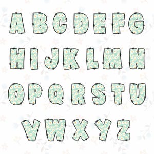 Daisy Floral Doodle Alphabet Clipart: Spring Summer Letters (PNG ...