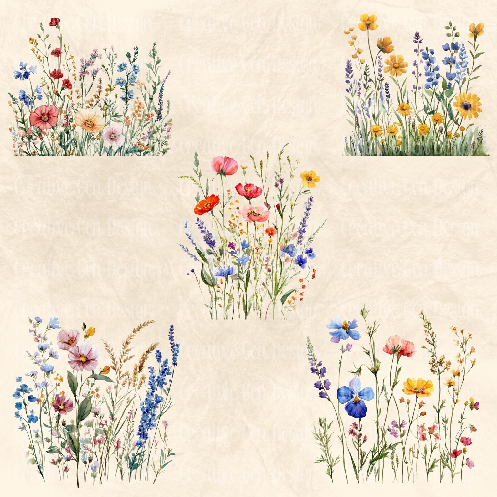 Watercolor Wildflowers Clipart | Floral Clipart | Flower PNG | Floral ...