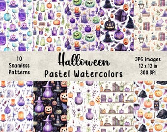 Seamless Cute Pastel Halloween Patterns, Spooky Pastel Textures JPEG ...