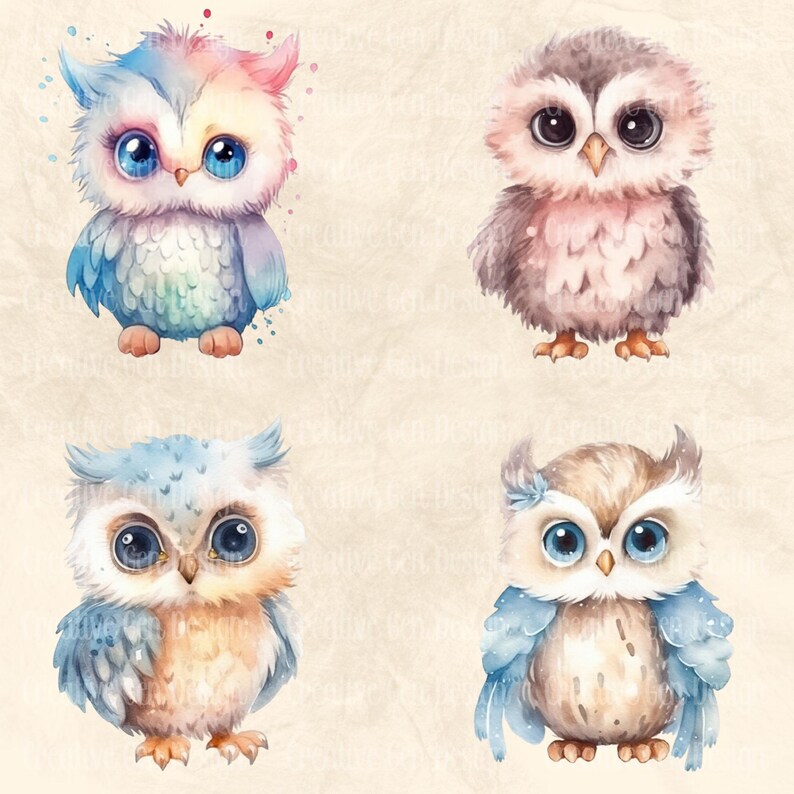Watercolor Baby Owls Clipart | Nursery PNG Bundle (digital Download) - Etsy