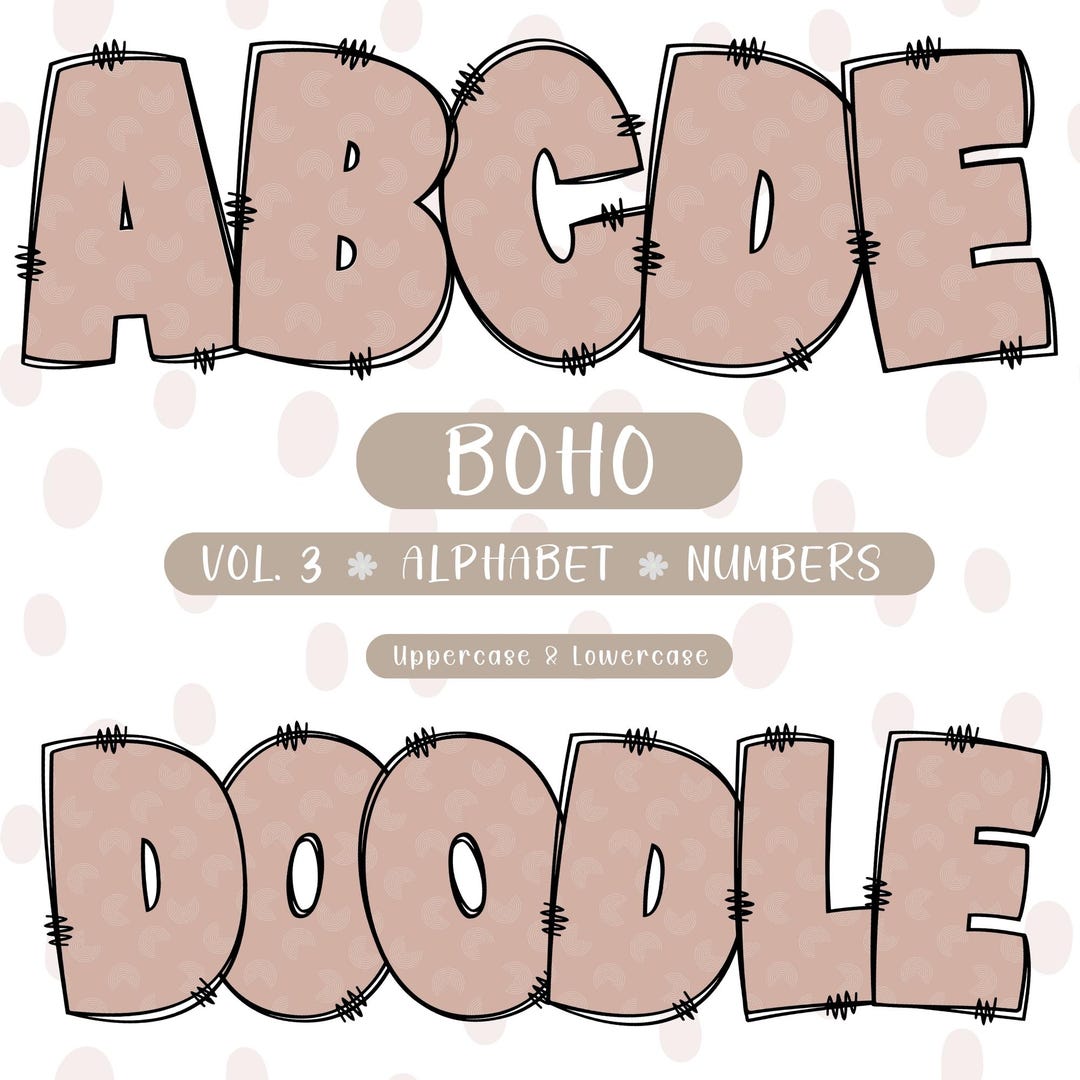 Boho Doodle Alphabet PNG Clipart: Vol. 3 Alpha Bundle (digital Download ...