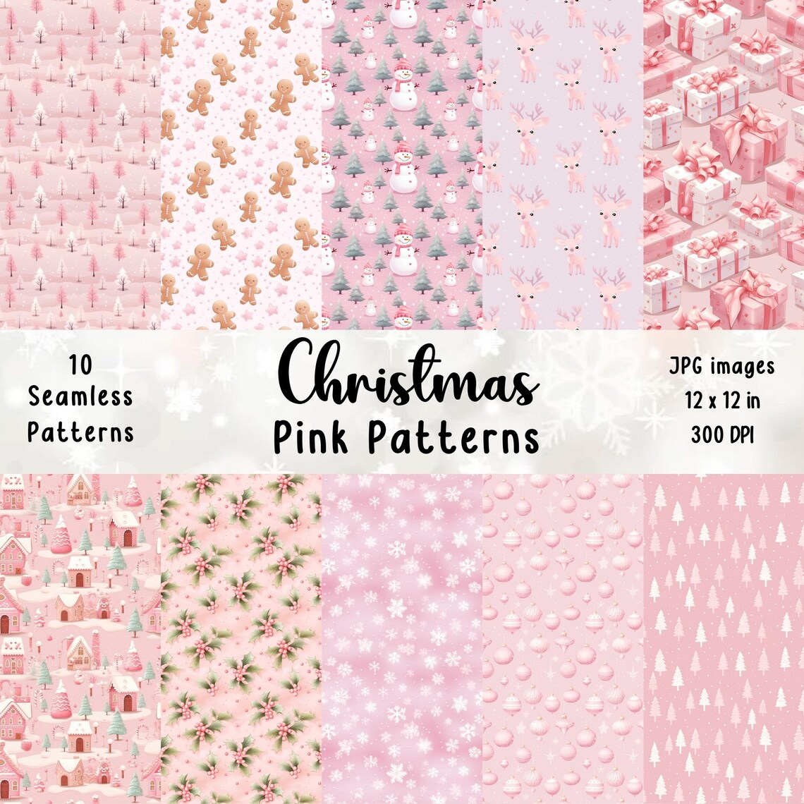 Christmas Pink Seamless Patterns | Pink Pattern | Christmas Background ...