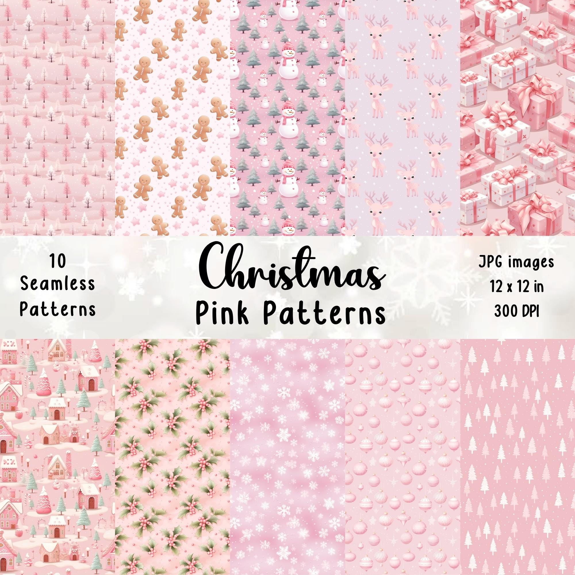 Christmas Pink Seamless Patterns Pink Pattern Christmas Background ...