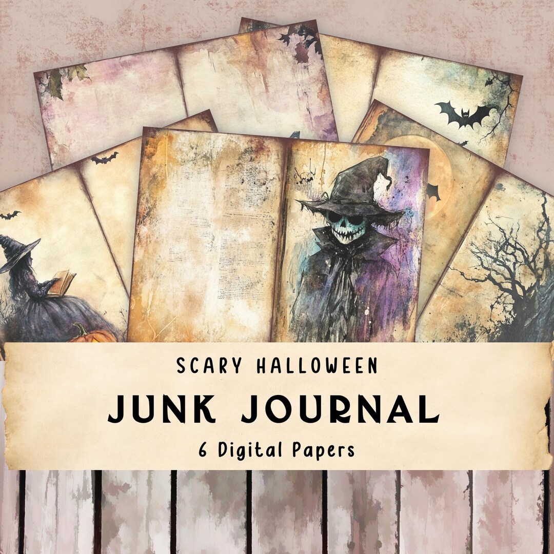 Scary Halloween | Junk Journal Pages | Watercolor | Printables ...