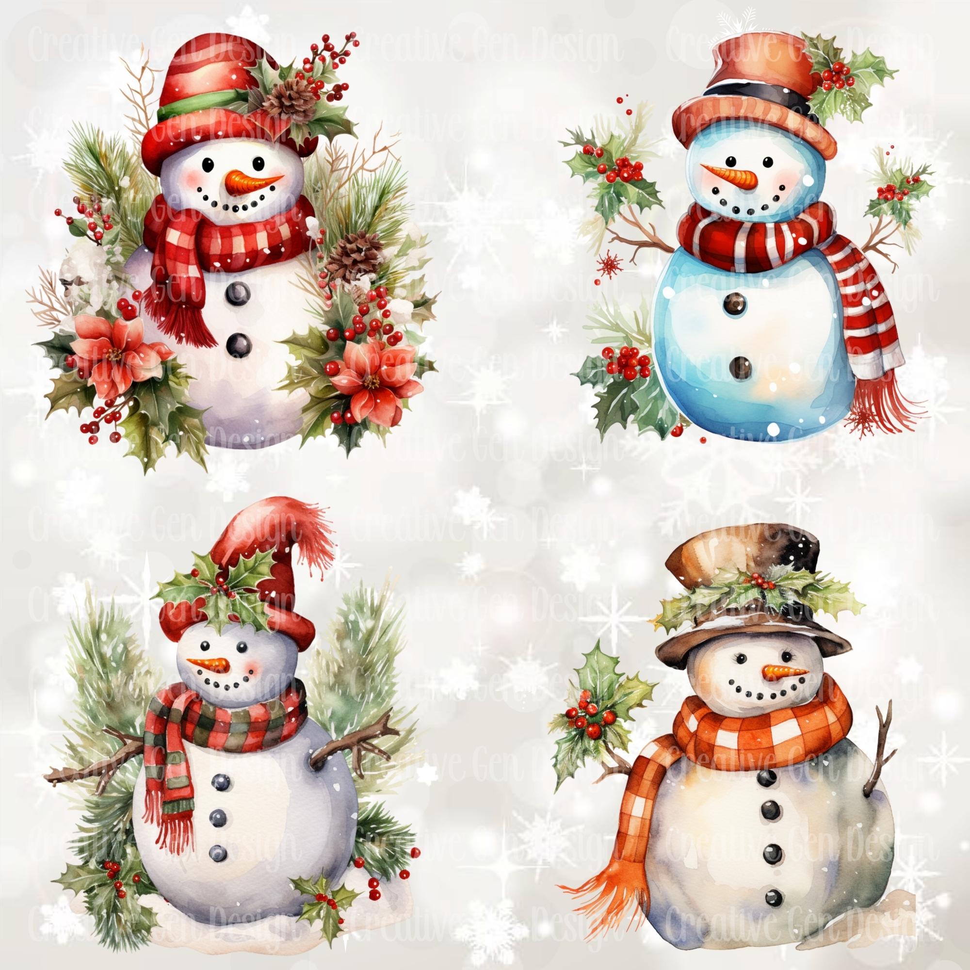 Watercolor Christmas Snowman Clipart Bundle (digital Download) - Etsy