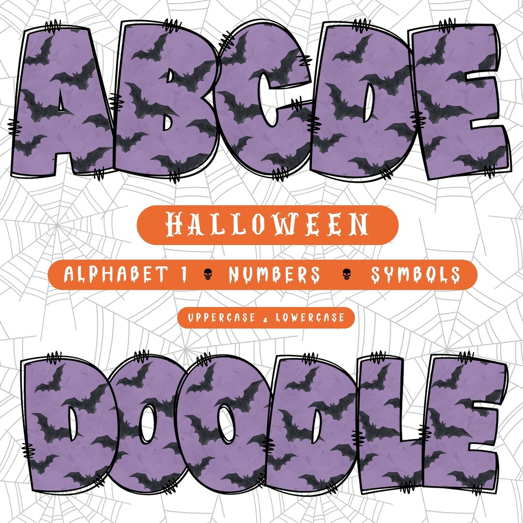 Halloween Doodle Alphabet 1 Clipart: PNG Bundle (digital Download) - Etsy
