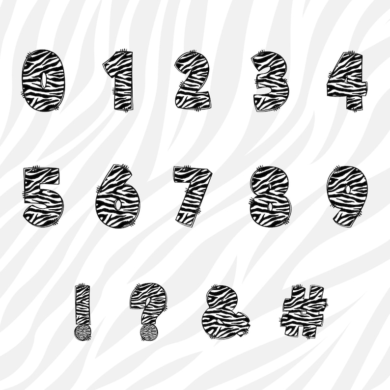 Zebra Print Alphabet Clipart: Doodle Animal Letters (PNG Digital ...