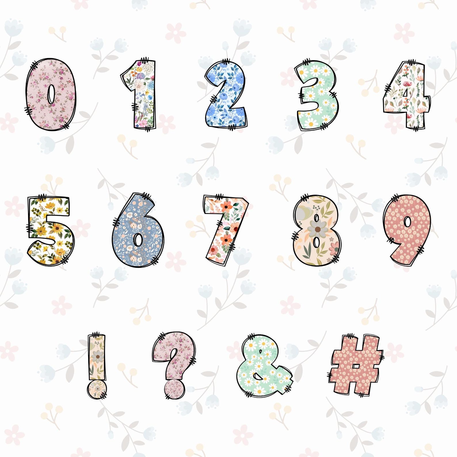 Floral Doodle Alphabet Clipart: Spring Flower Letters (PNG Digital ...