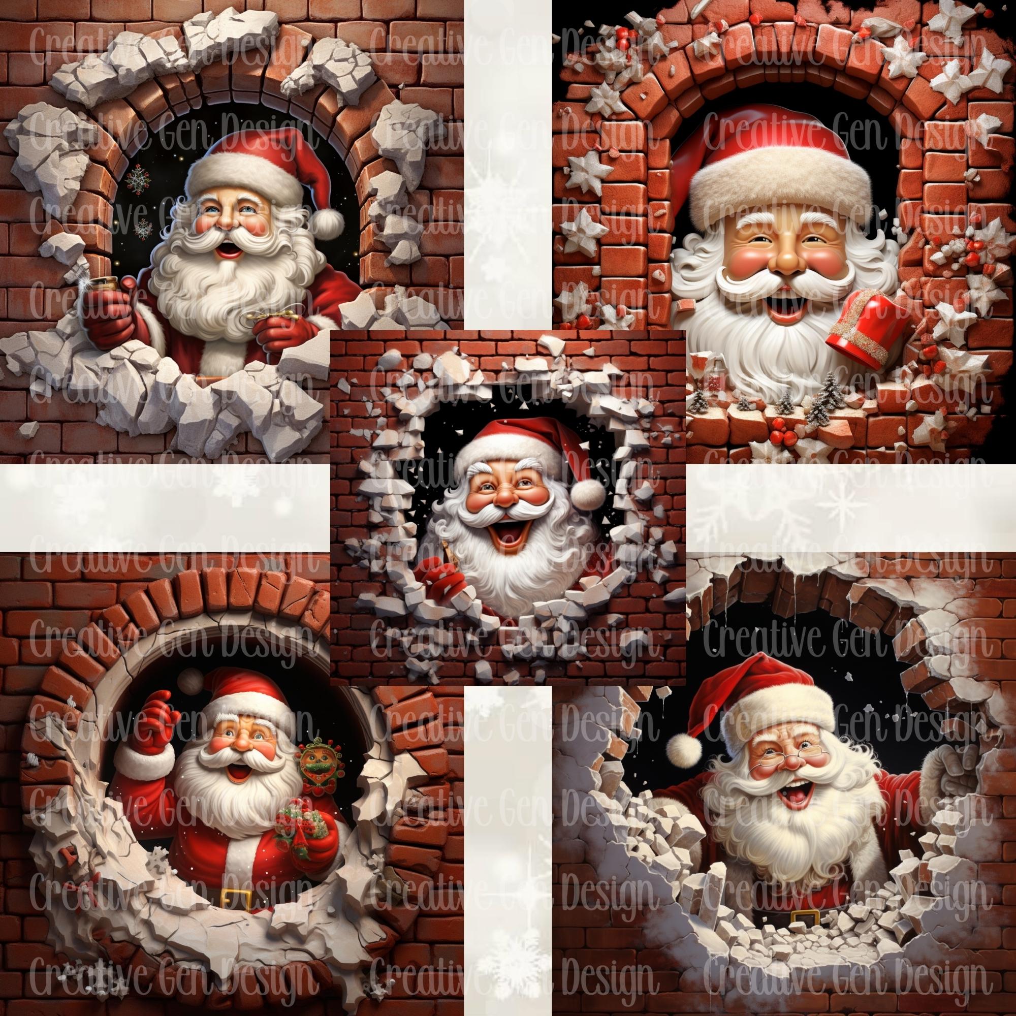 3D Christmas Santa Digital Paper Pack: Breakthrough Design (digital ...