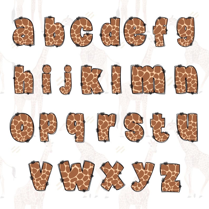 Giraffe Print Alphabet Letters | Giraffe Clipart | Alphabet PNG ...