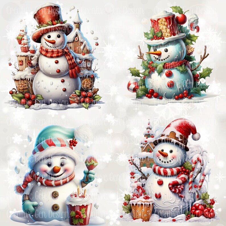 Christmas Snowman | Cute Snowman | Clipart Bundle | Cute Christmas ...