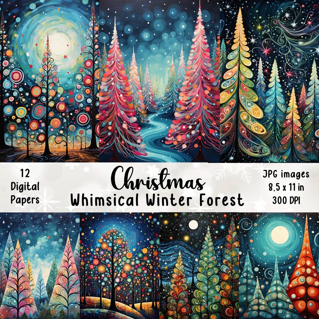 Whimsical Christmas Forest Digital Paper Pack (JPEG) - Etsy
