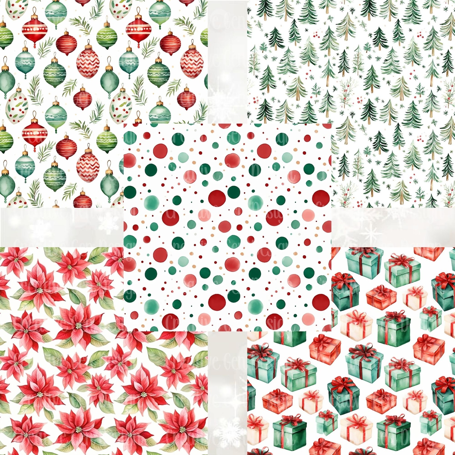 Christmas Watercolor Seamless Patterns | Watercolor Pattern | Christmas ...