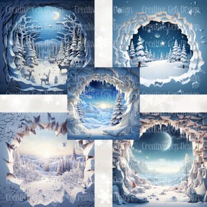 3D Christmas Snow Scene Digital Paper Pack (JPG Files) - Etsy