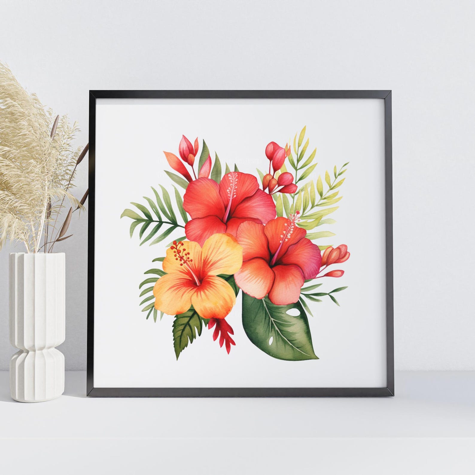 Tropical Flower Watercolor Clipart: PNG Floral Bundle (digital Download ...