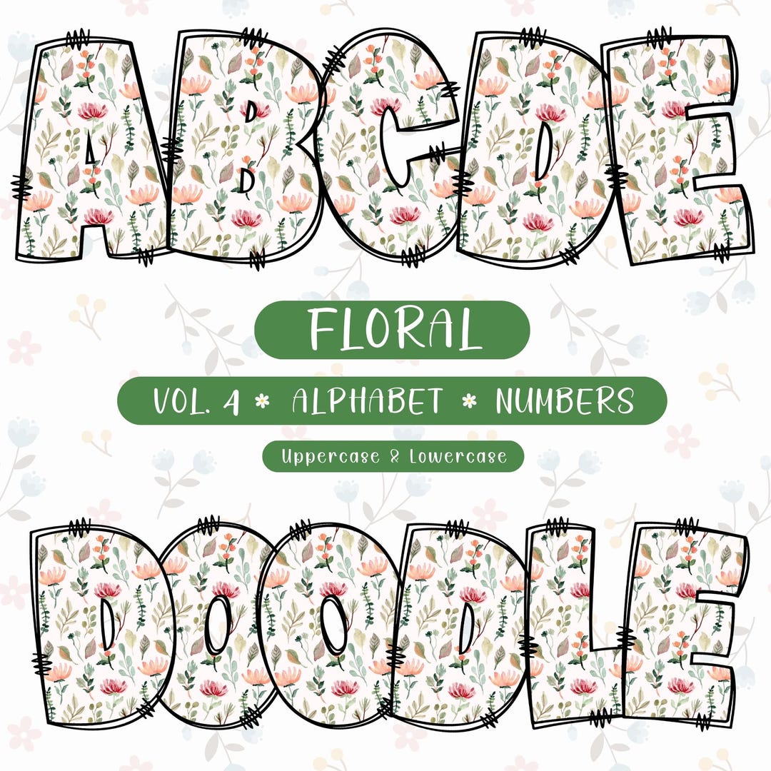 Floral Doodle Alphabet: Spring Flower Letters (PNG Digital Download) - Etsy
