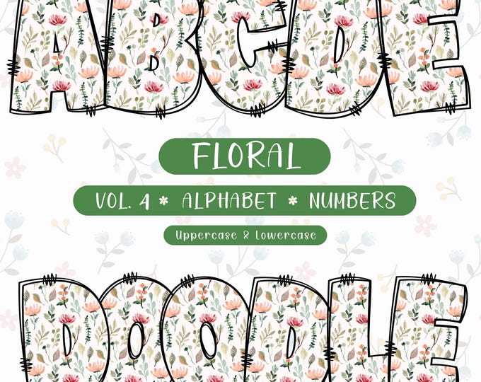 Spring Floral Alphabet PNG, Doodle Alpha, Doodle Flowers, Doodle ...