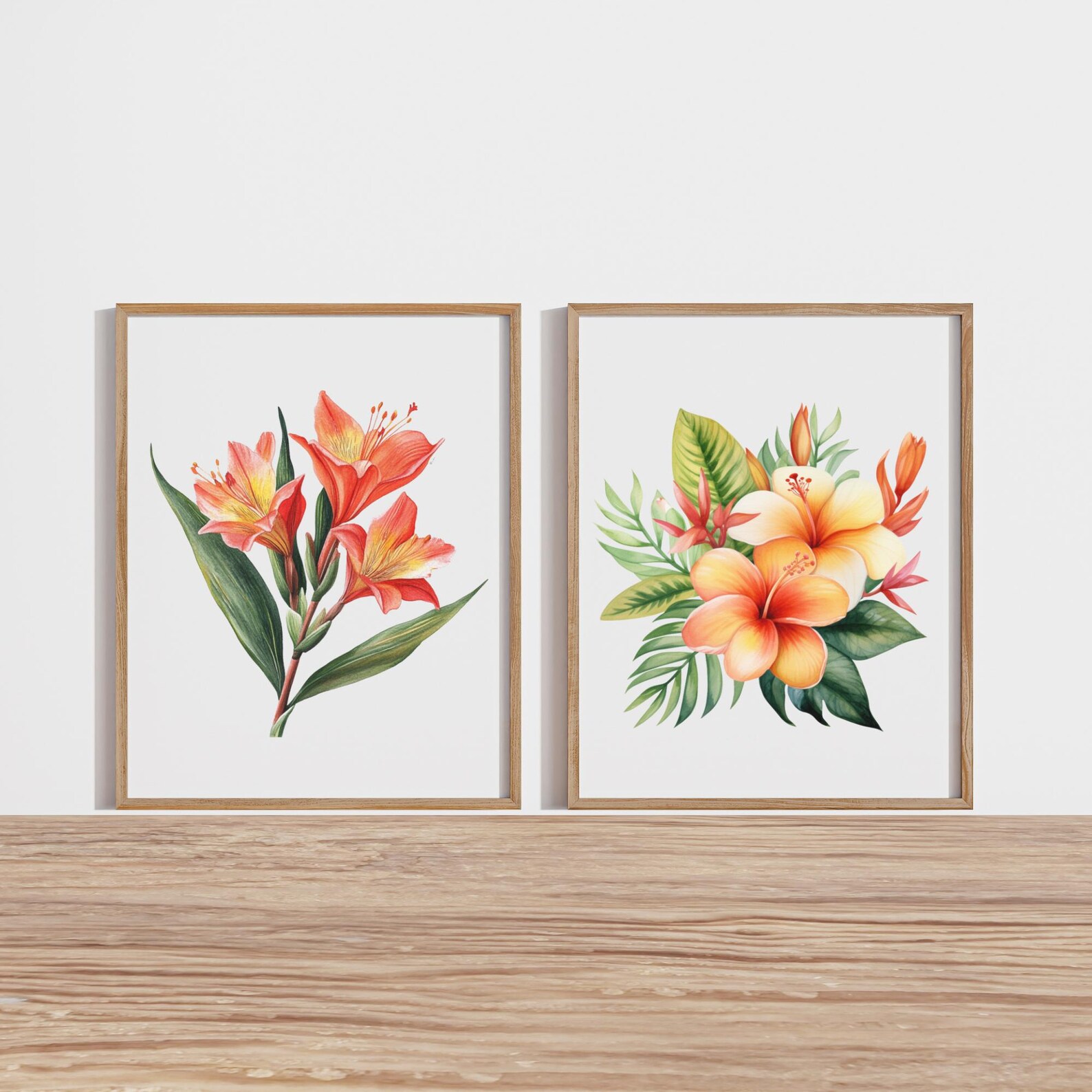 Tropical Flower Watercolor Clipart: PNG Floral Bundle (digital Download ...