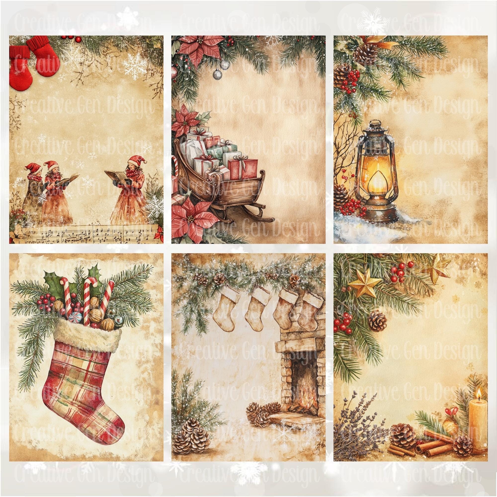 Vintage Christmas Junk Journal | Junk Journal Pages | Background ...