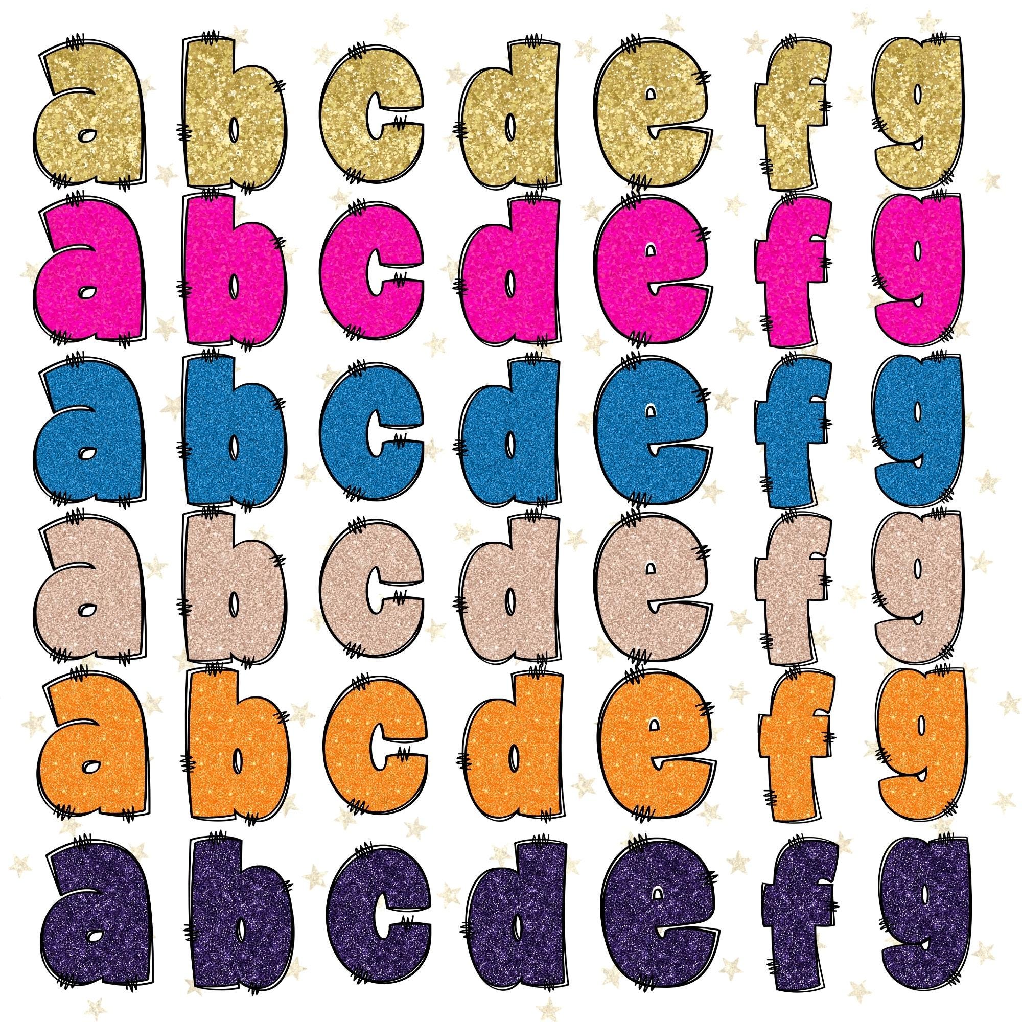 Glitter Doodle Alphabet Clipart: 12 PNG Sets (digital Download) - Etsy