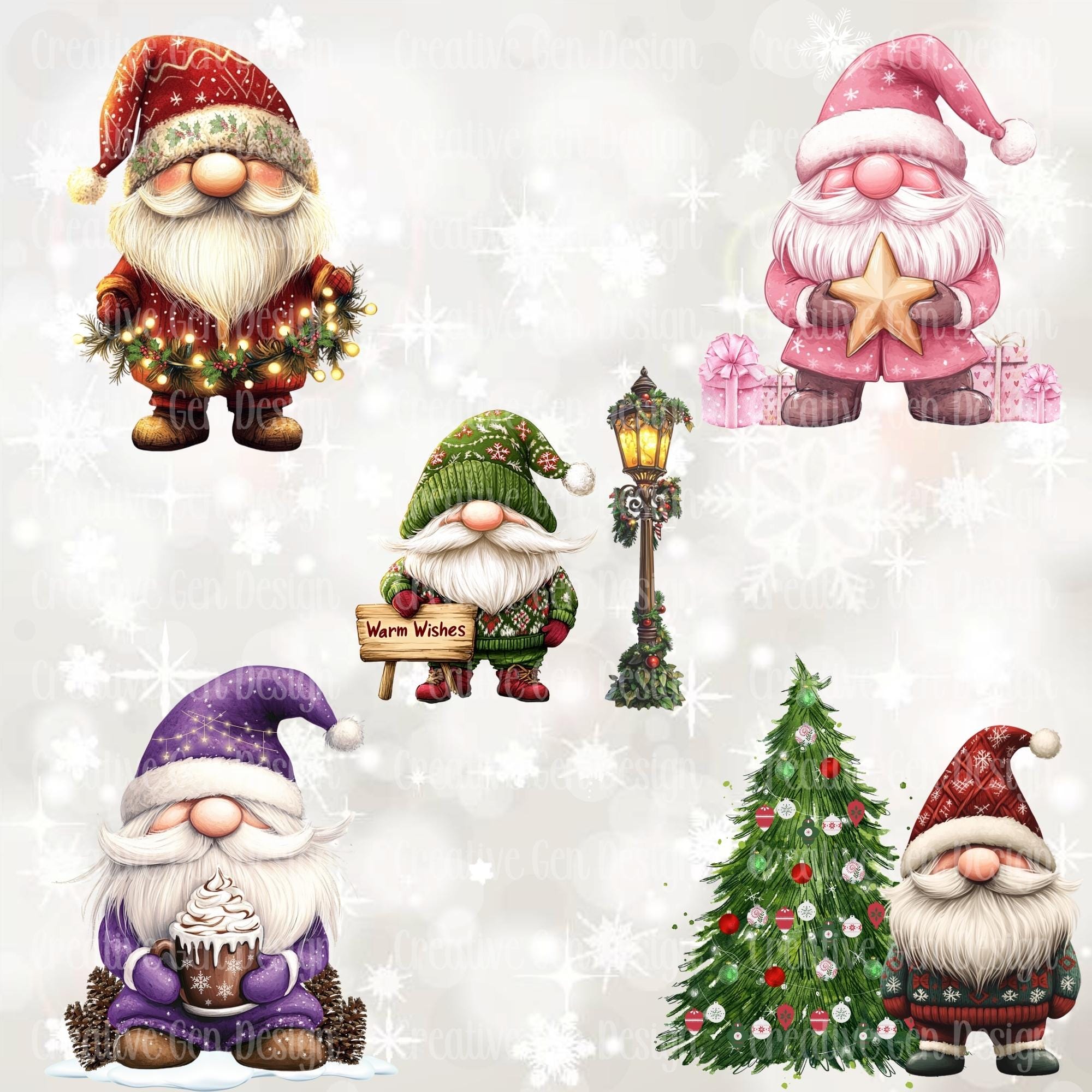 Christmas Gnomes Clipart Bundle | Cute Holiday PNG (digital Download ...