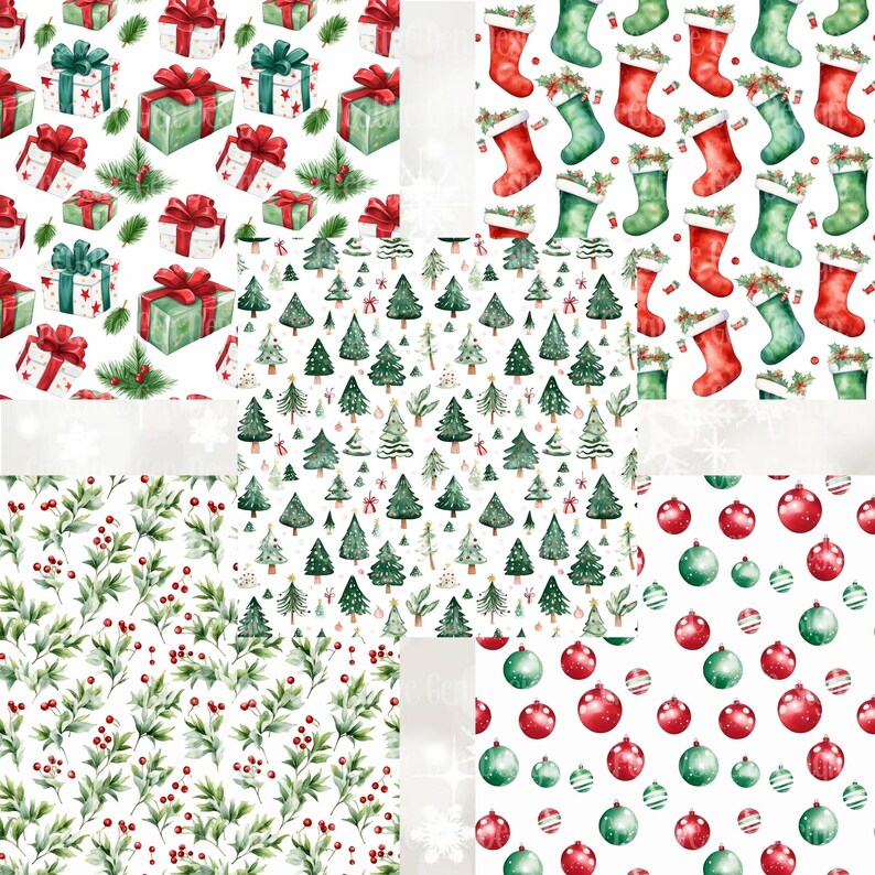 Christmas Watercolor Seamless Patterns | Watercolor Pattern | Christmas ...