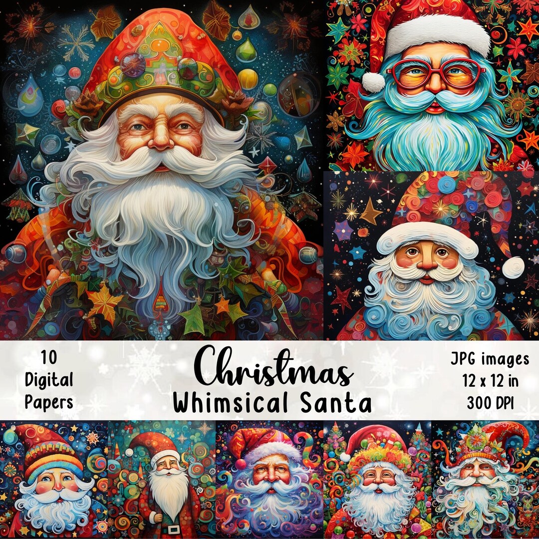 Whimsical Christmas Santa Digital Paper Pack (JPEG) - Etsy