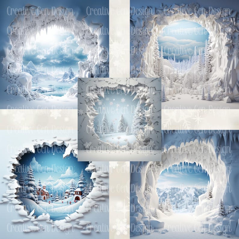 3D Christmas Snow Scene Digital Paper Pack (JPG Files) - Etsy