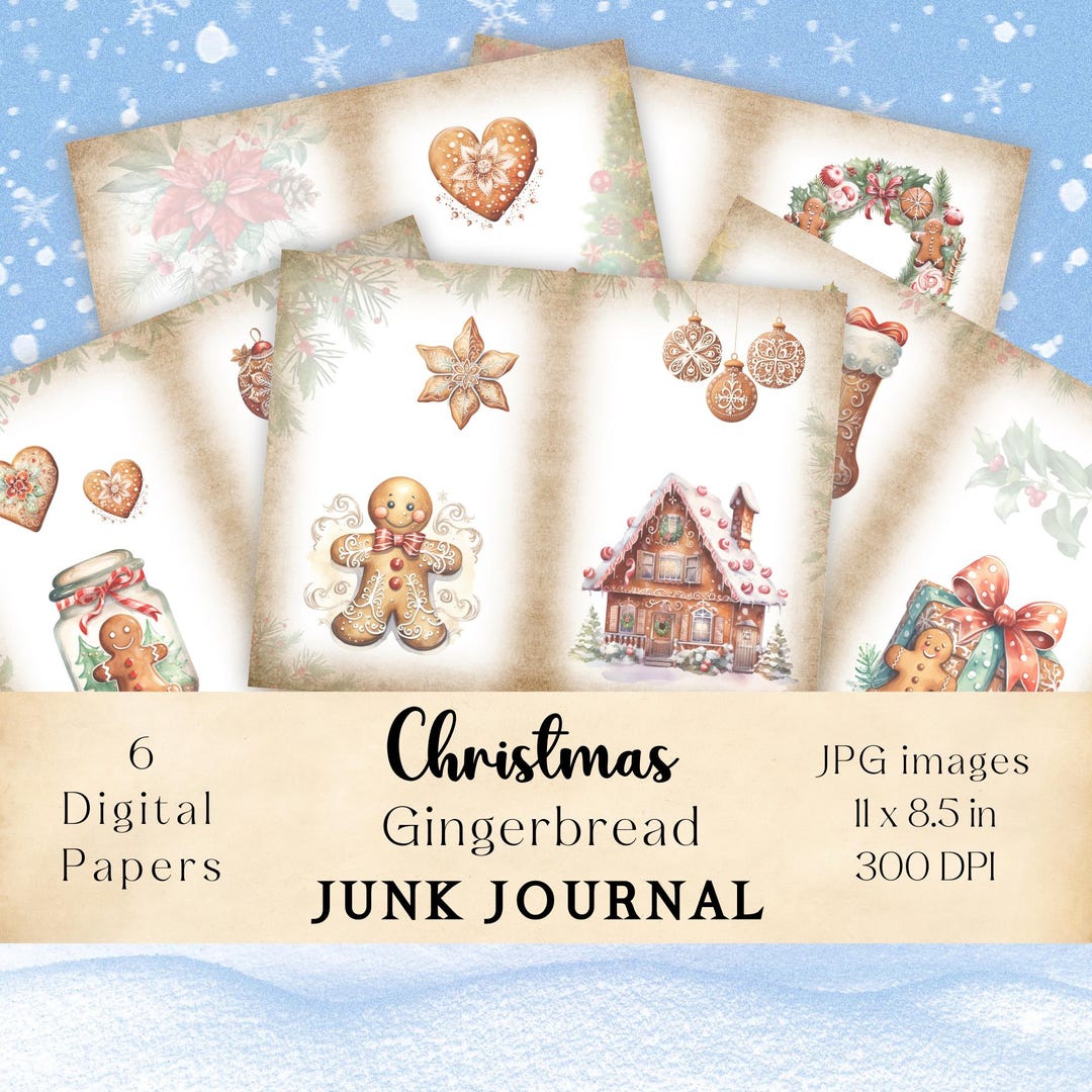 Christmas Gingerbread Junk Journal | Junk Journal Pages | Gingerbread ...