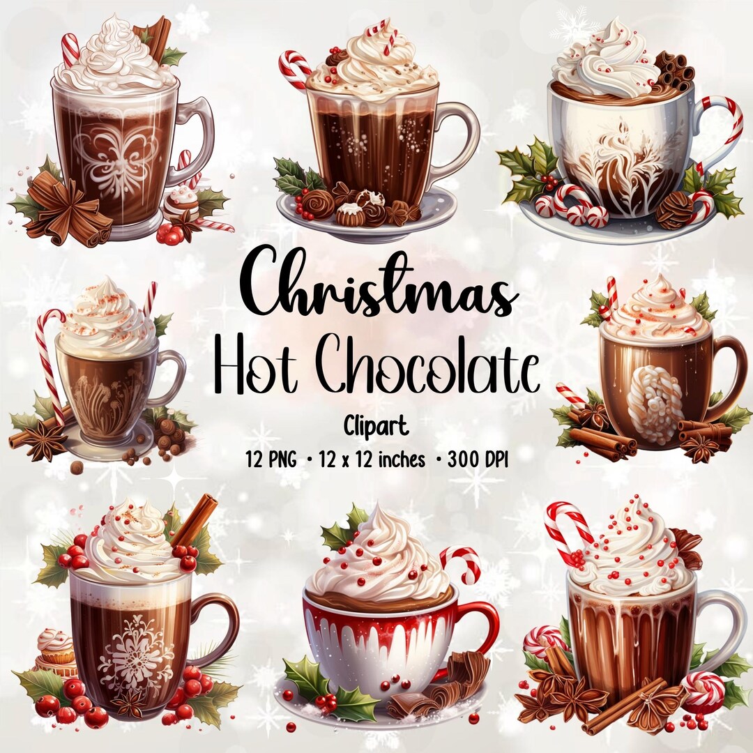 Christmas Hot Chocolate | Clipart Bundle | Christmas Drink | Hot ...