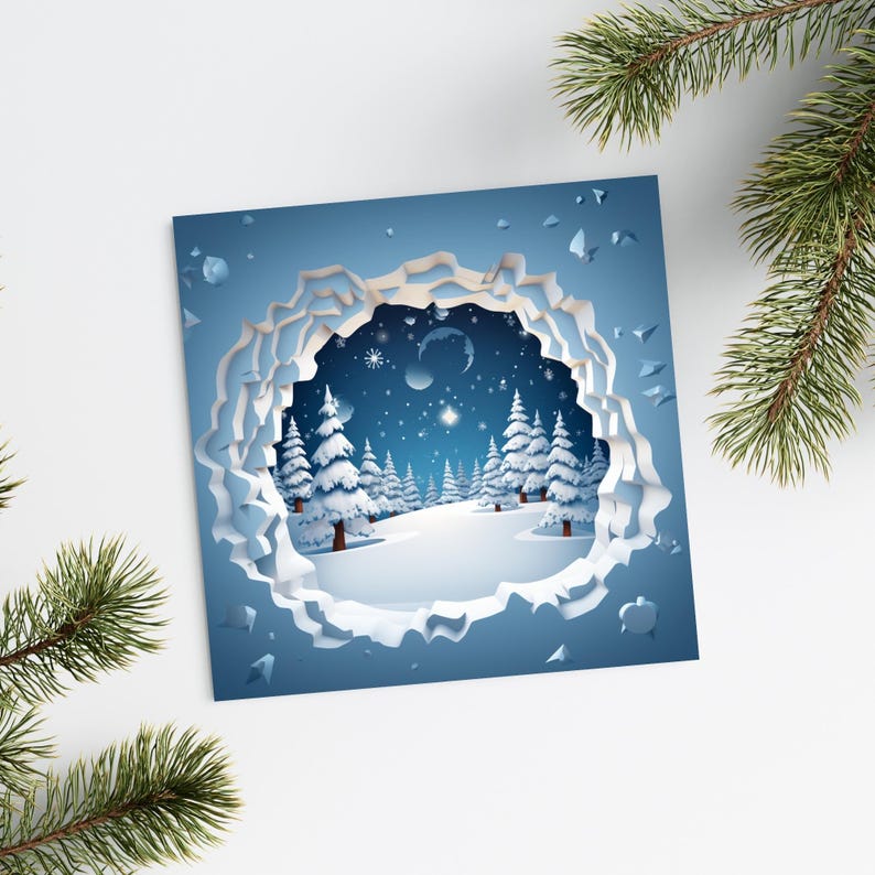 3D Christmas Snow Scene Digital Paper Pack (JPG Files) - Etsy