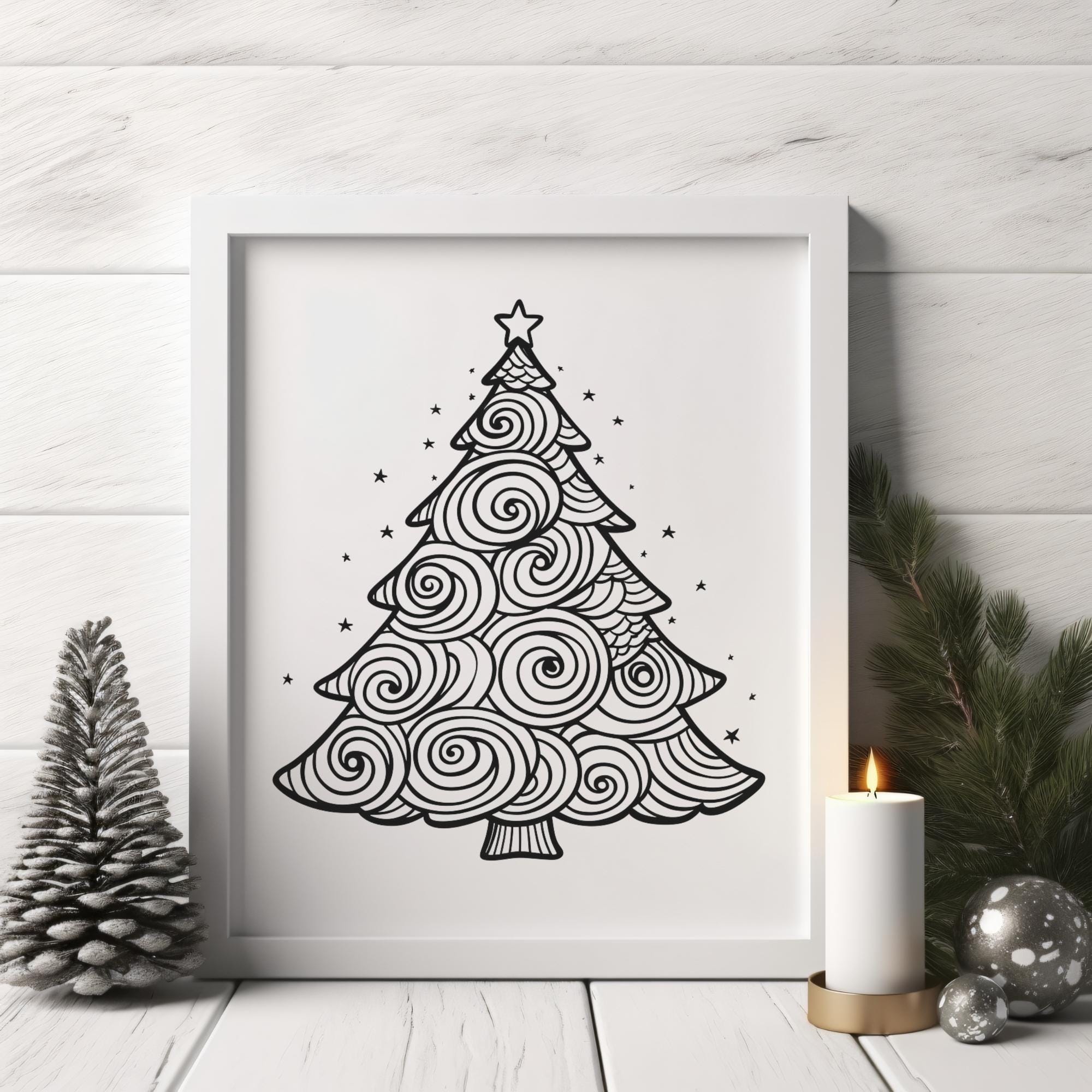 Christmas Tree Doodles | Lineart | Clipart Bundle | Christmas Trees ...