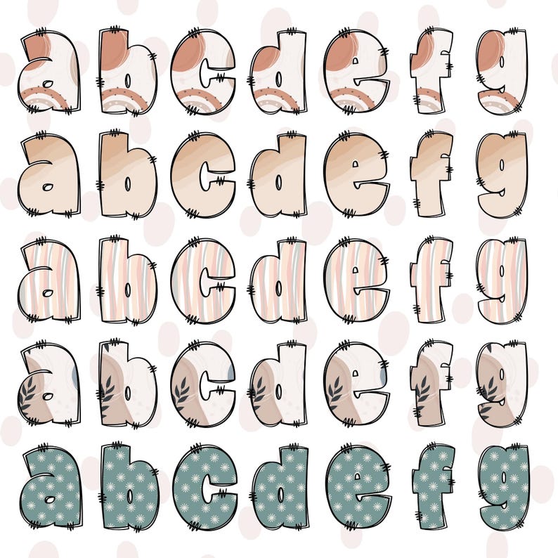 Boho Doodle Alphabet Clipart: PNG Bundle (digital Download) - Etsy