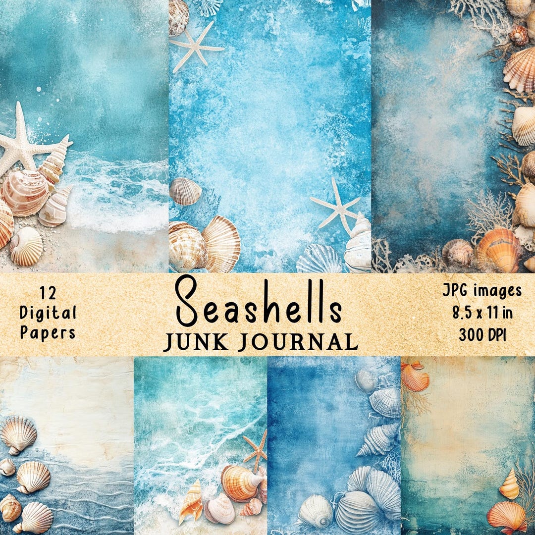 Vintage Seashells Junk Journal Pages | Seashells | Ocean Shells ...