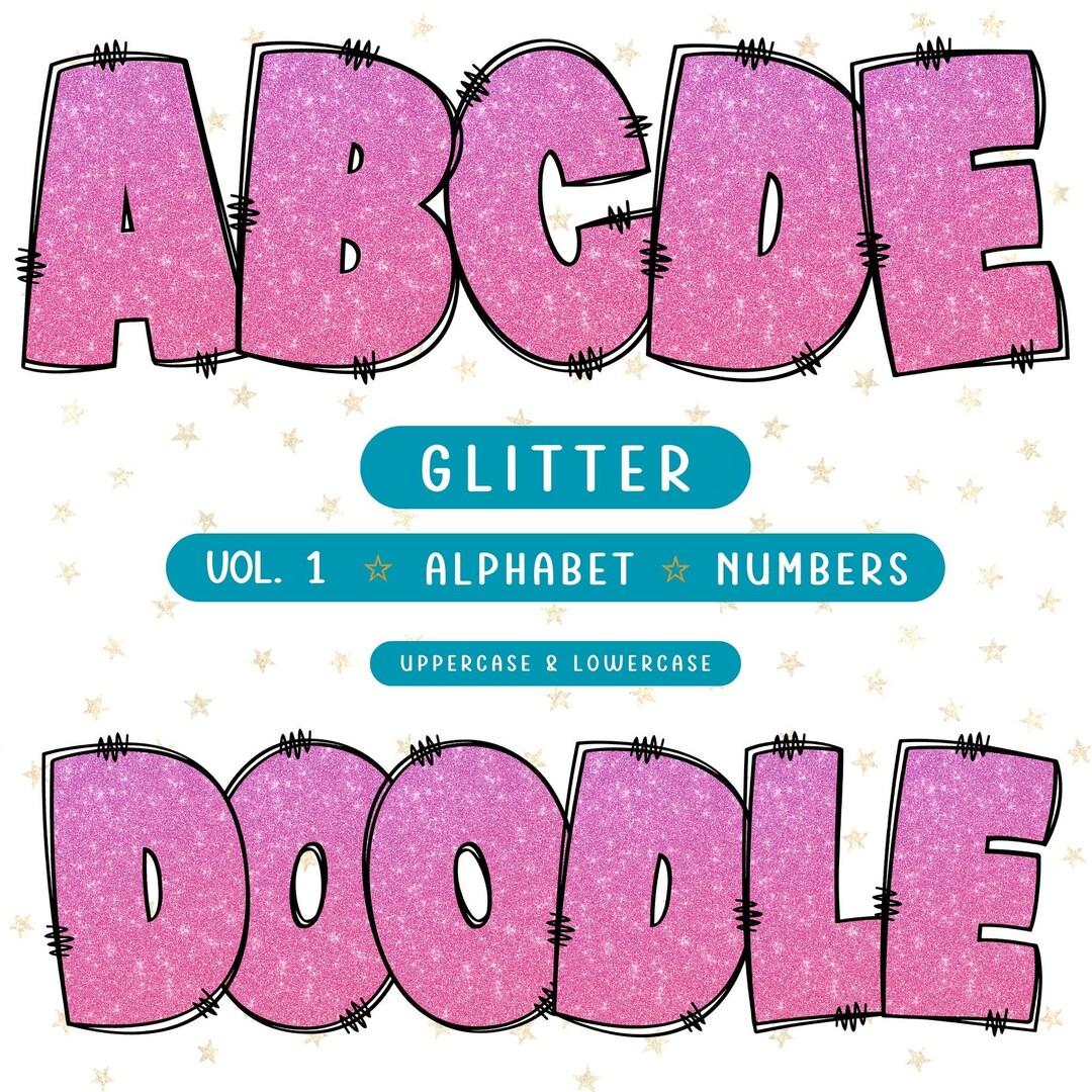 Pink Glitter Doodle Alphabet Clipart: PNG Bundle (digital Download) - Etsy