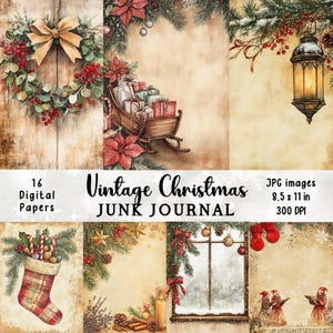 Vintage Christmas Junk Journal | Junk Journal Pages | Background ...