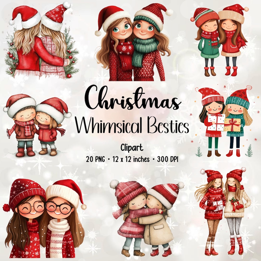 Christmas Whimsical Besties | Besties Clipart | Clipart Bundle | Best ...