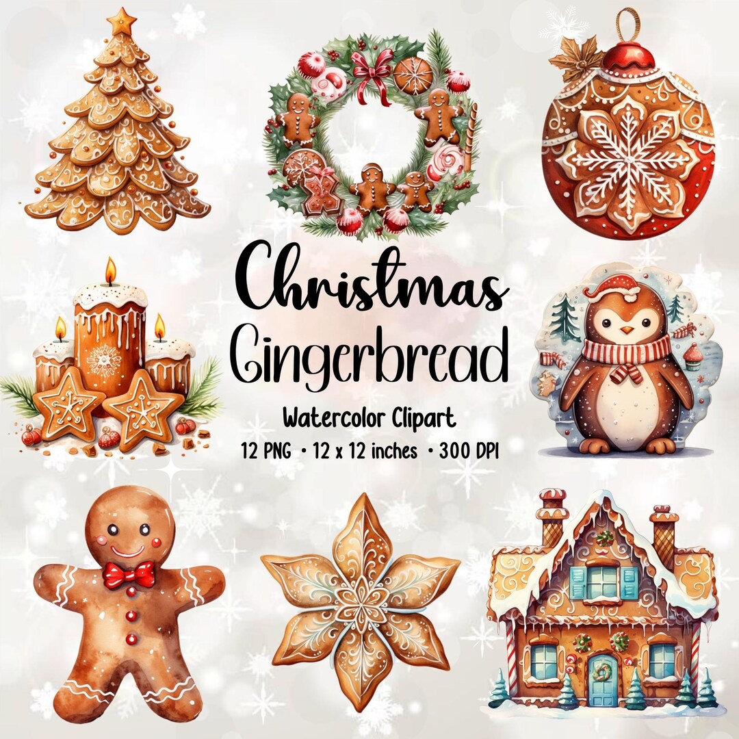 Christmas Gingerbread | Cute Gingerbread | Clipart Bundle | Cute ...