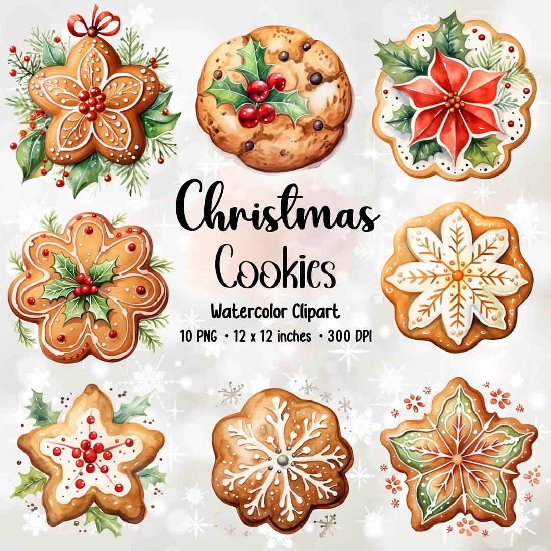 Watercolor Christmas Cookies | Clipart Bundle | Christmas Cookies ...
