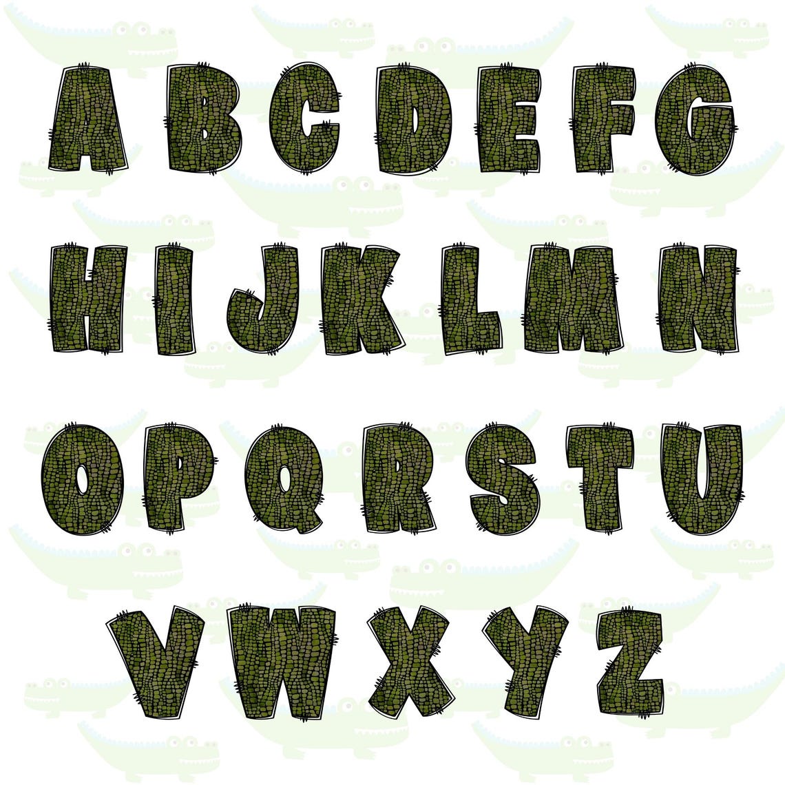 Crocodile Print Alphabet Letters | Crocodile Clipart | Alphabet PNG ...