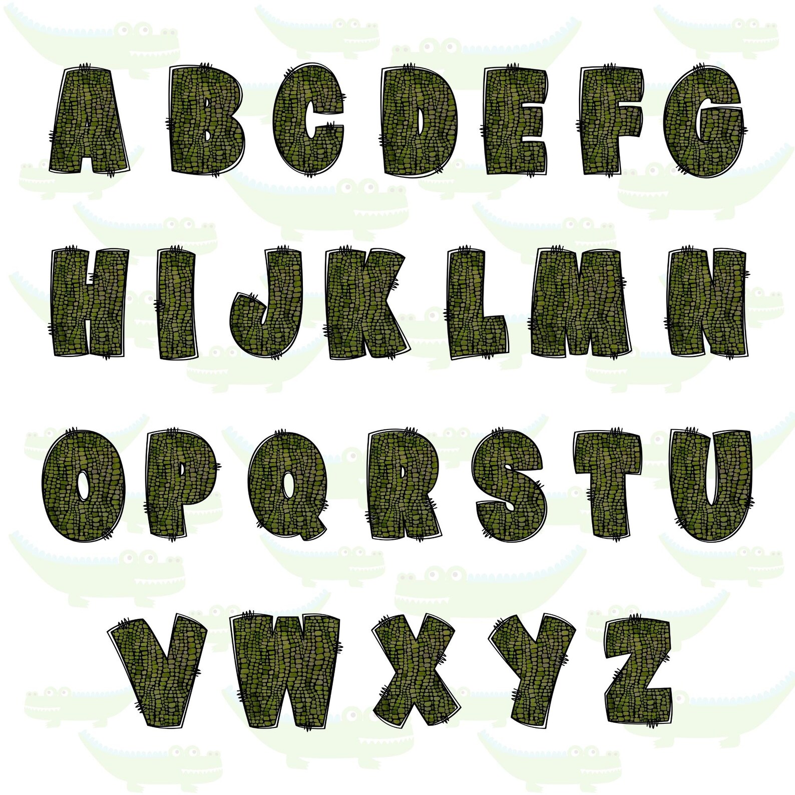 Crocodile Print Alphabet Letters | Crocodile Clipart | Alphabet PNG ...