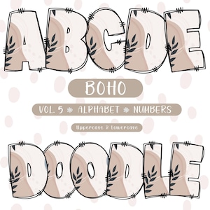 Boho Doodle Letters Alphabet PNG Vol. 5 | Boho Clipart | Alpha Bundle ...