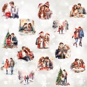 Watercolor Christmas Couples | Couple | Clipart Bundle | Cute Couple ...