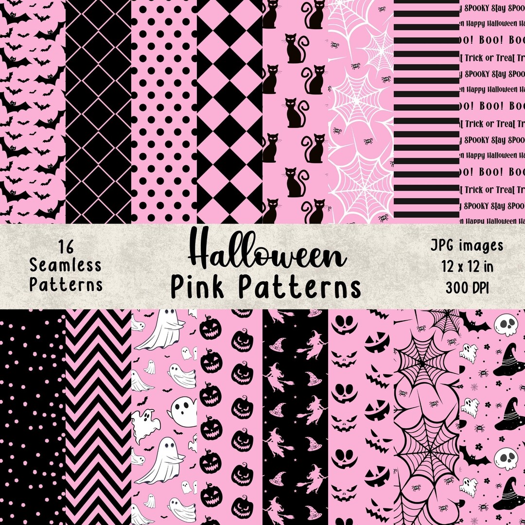 Pink Halloween Seamless Patterns | Cute Halloween | Halloween ...